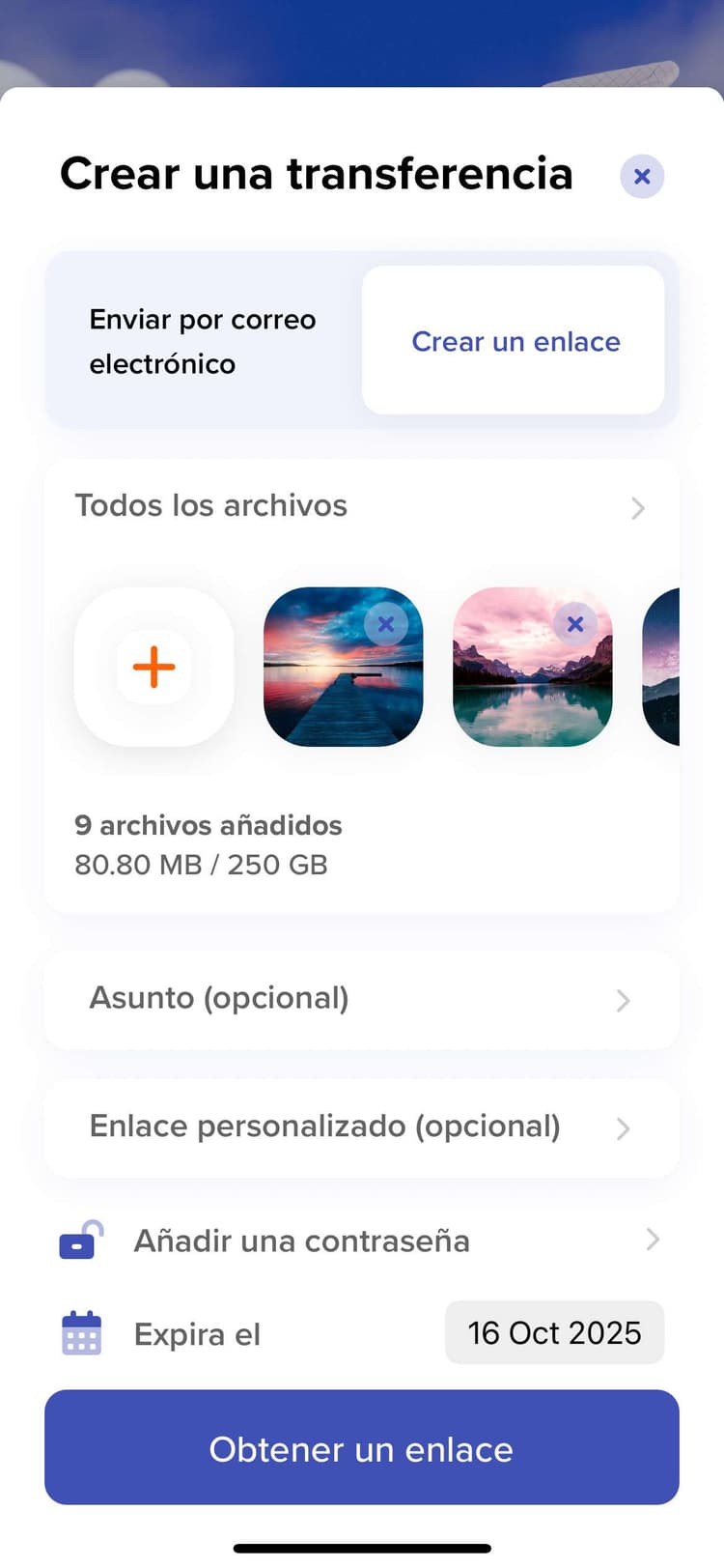 Aplicación móvil Android para Compartir Documentos Grandes – TransferNow