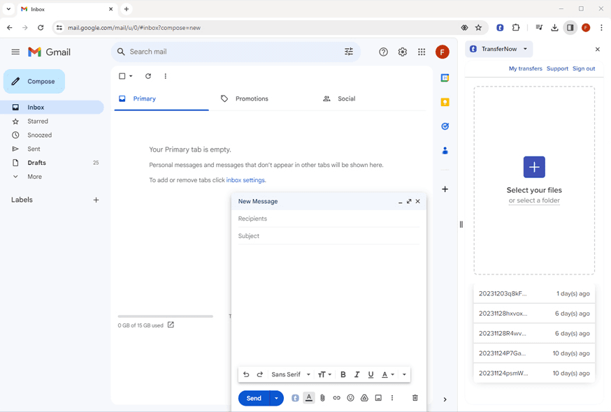 Send Large Files directly from your Gmail mailbox – TransferNow